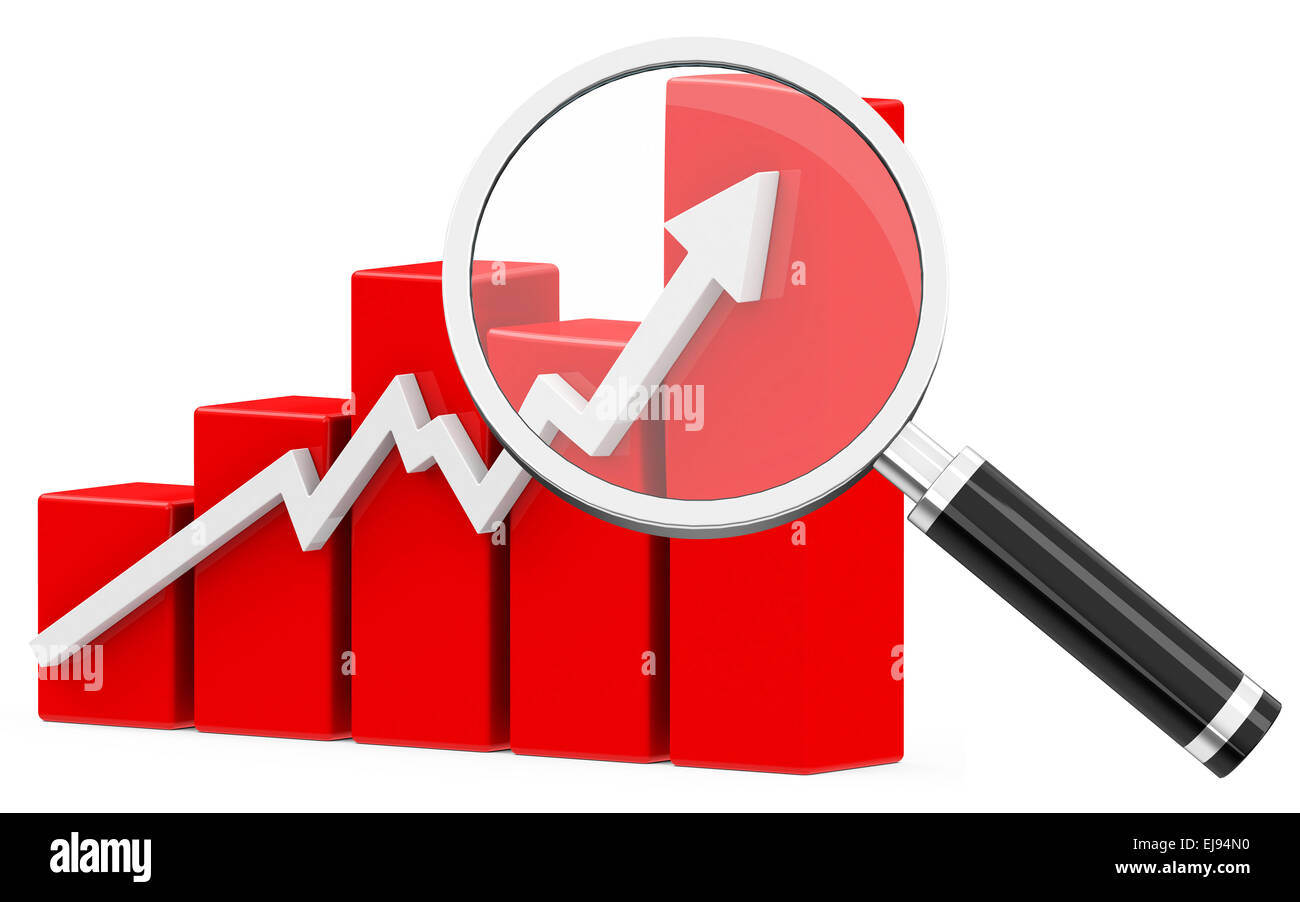 Financial analysis magnifying glass Cut Out Stock Images & Pictures - Alamy