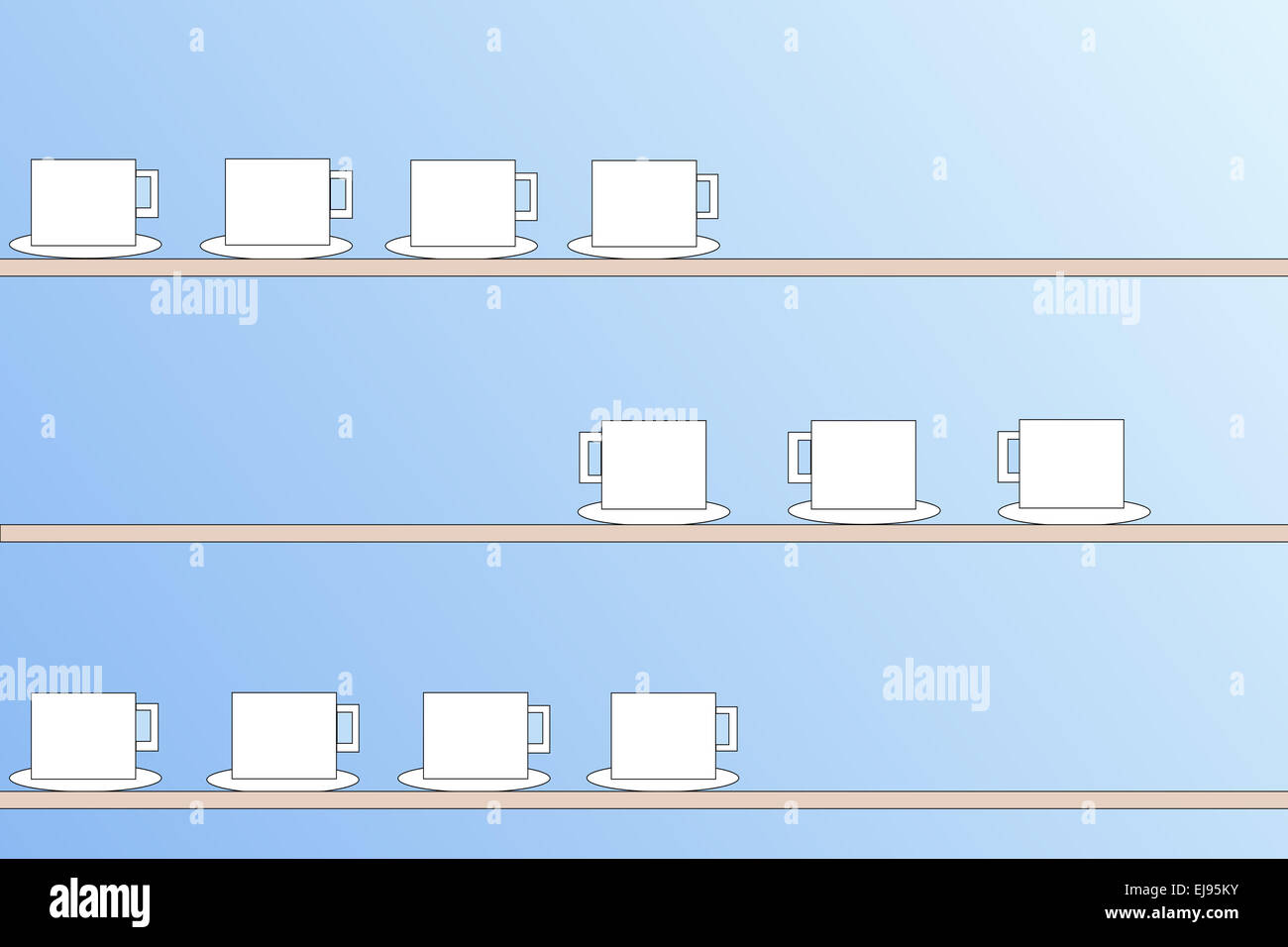 Coffee cups on shelves Stock Photo - Alamy