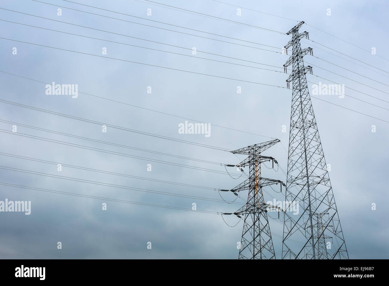 two high voltage transmission pylon Stock Photo - Alamy