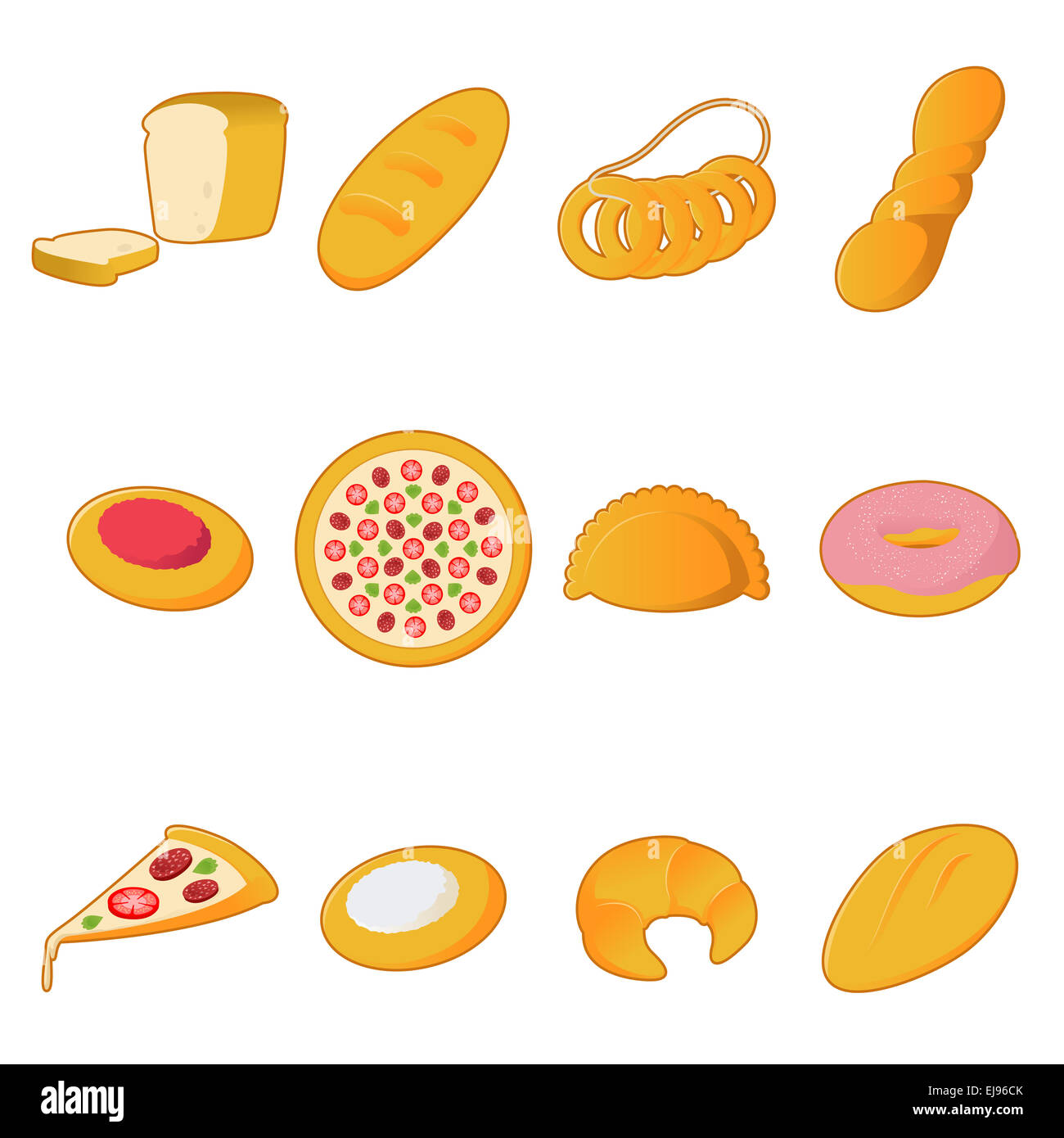 Vector image of a collection of bread icons Stock Photo - Alamy