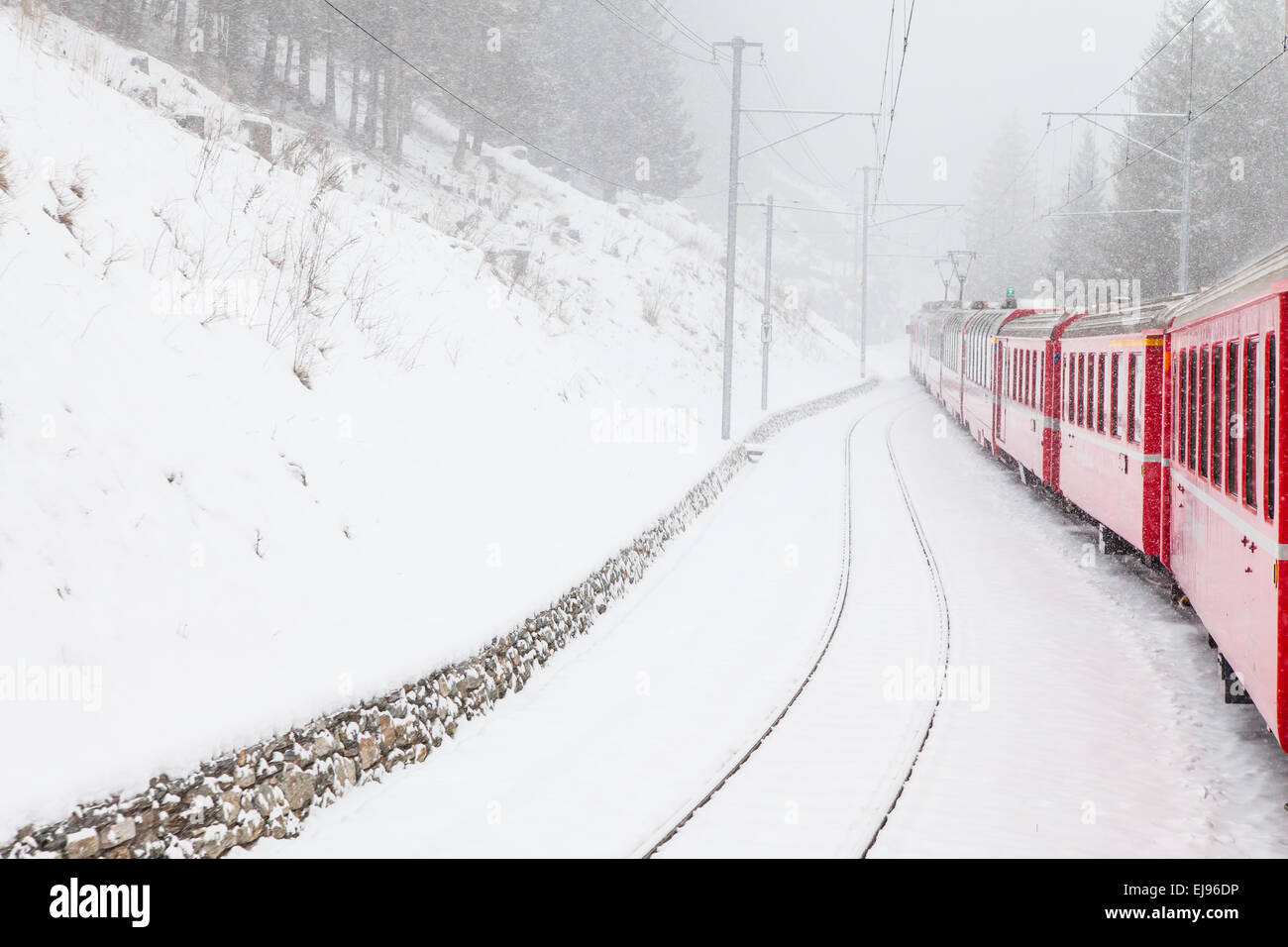 Train in the snow Stock Photo - Alamy
