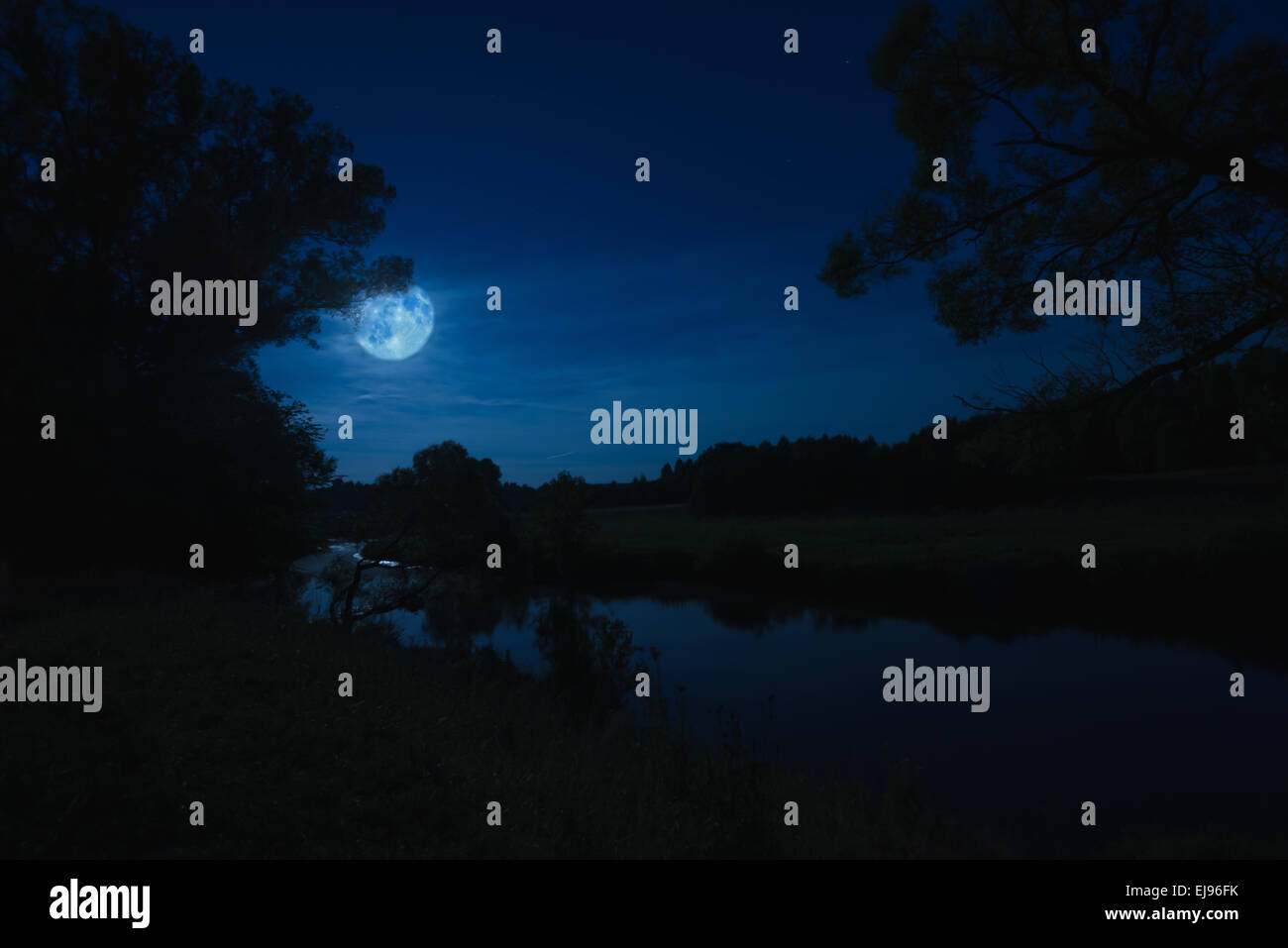 river at night with fog Stock Photo - Alamy