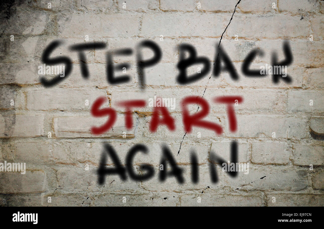Concept step back start hi-res stock photography and images - Alamy