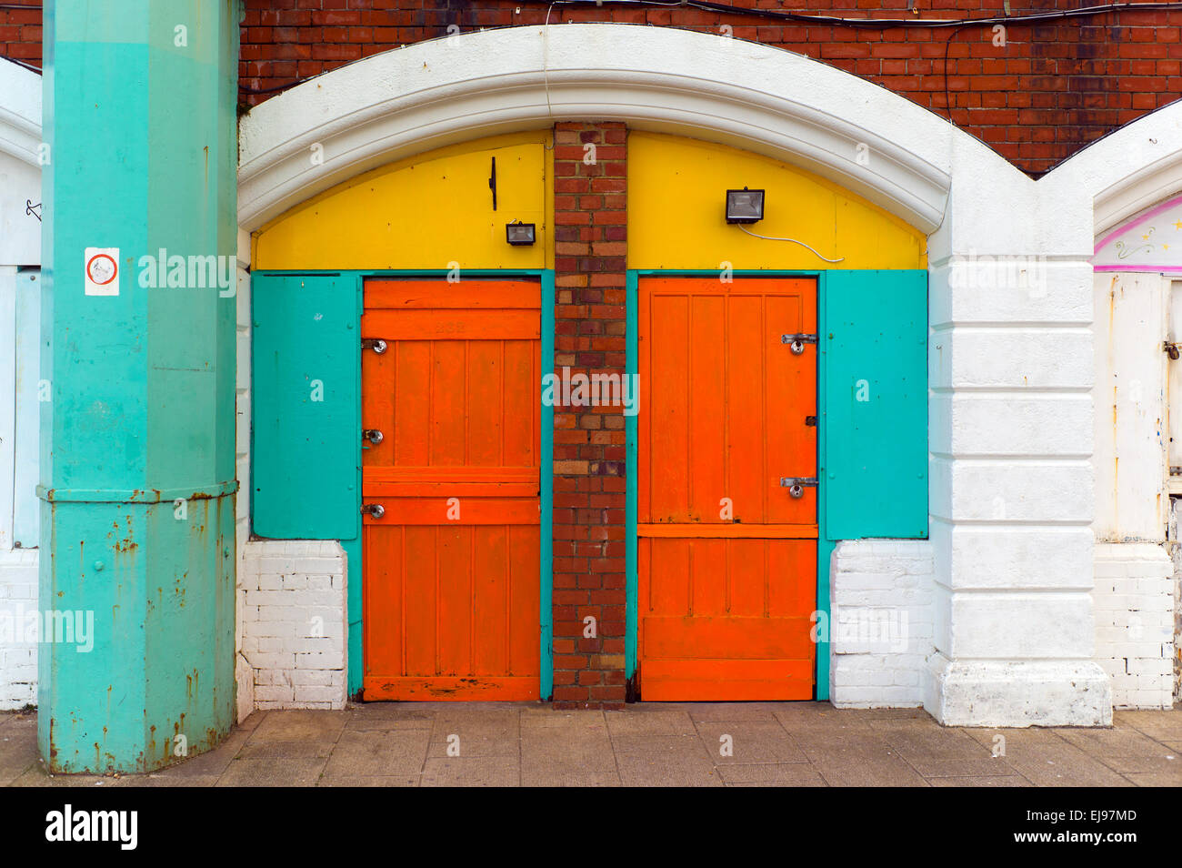 Brighton artists quarter seafront arches, brightly coloured doors Stock ...