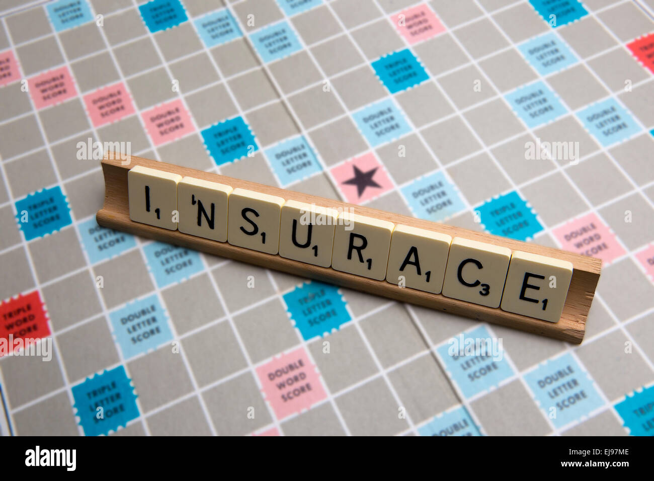 Word board game using INSURANCE as answer Stock Photo - Alamy