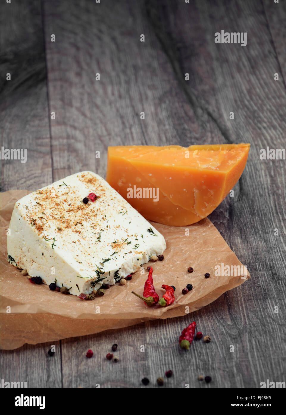 Two kinds of cheese Stock Photo - Alamy