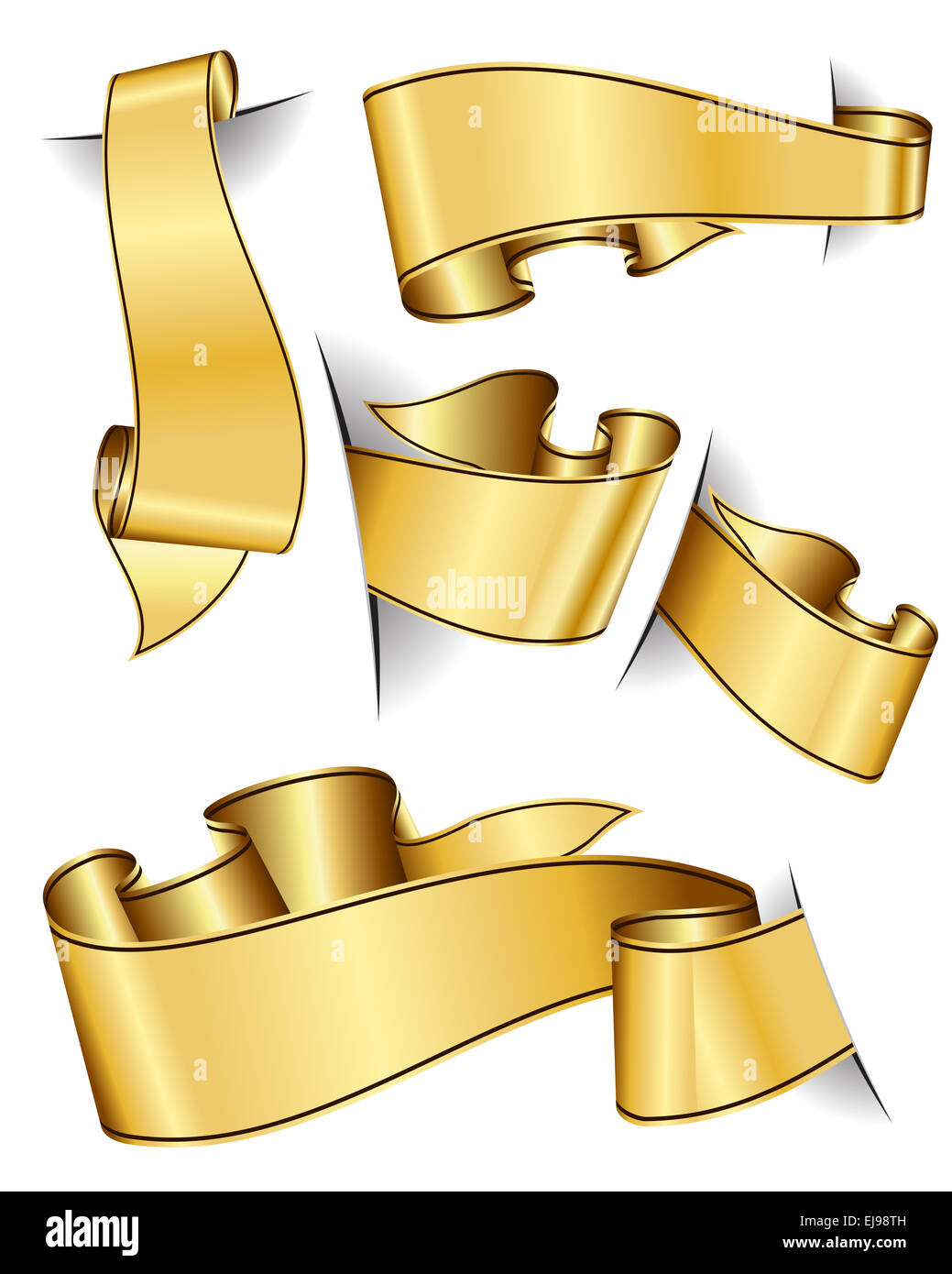 Gold ribbon collection Stock Photo - Alamy