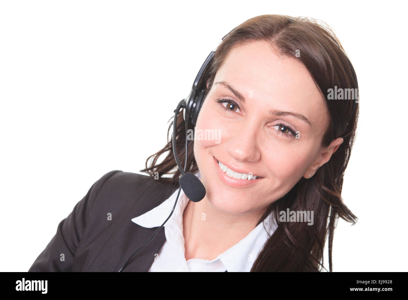 Woman headphone talking on hi-res stock photography and images - Alamy