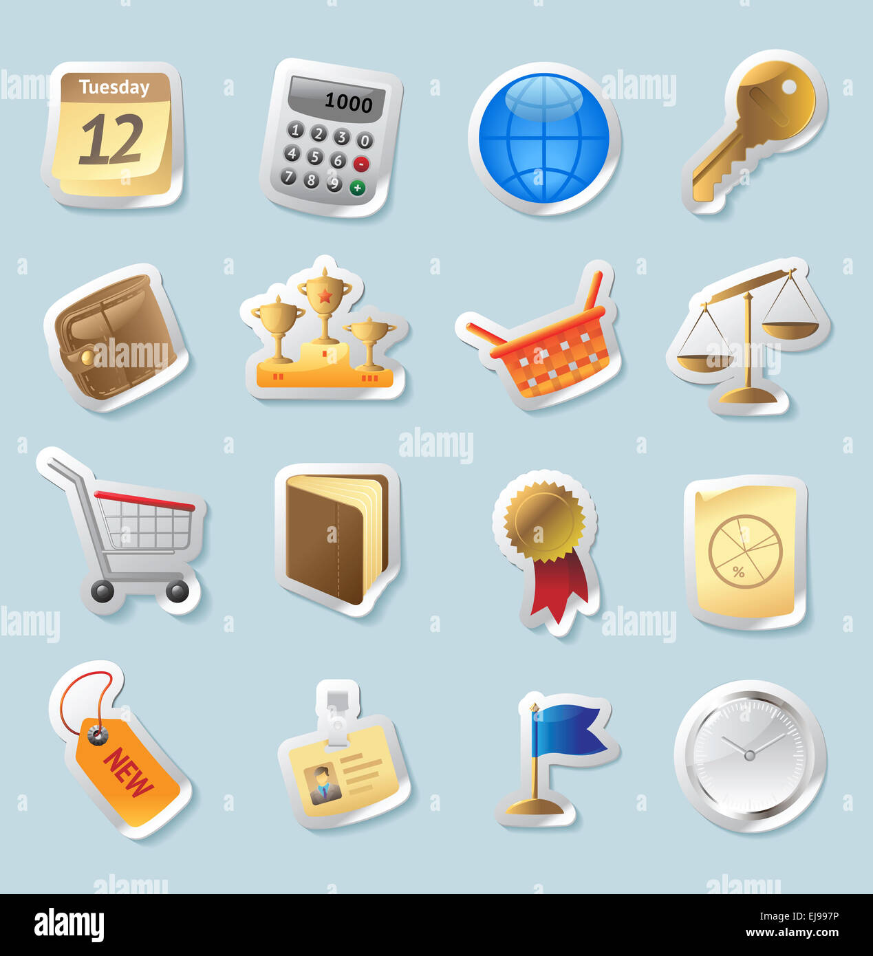 Sticker icons for business and finance Stock Photo - Alamy