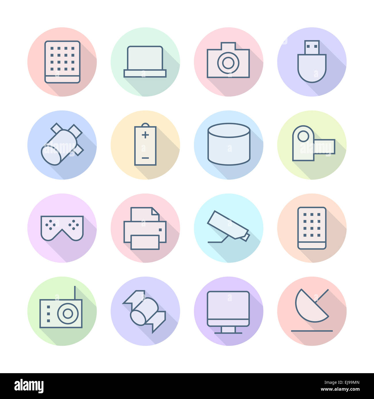 Line computer technology icons hi-res stock photography and images - Alamy