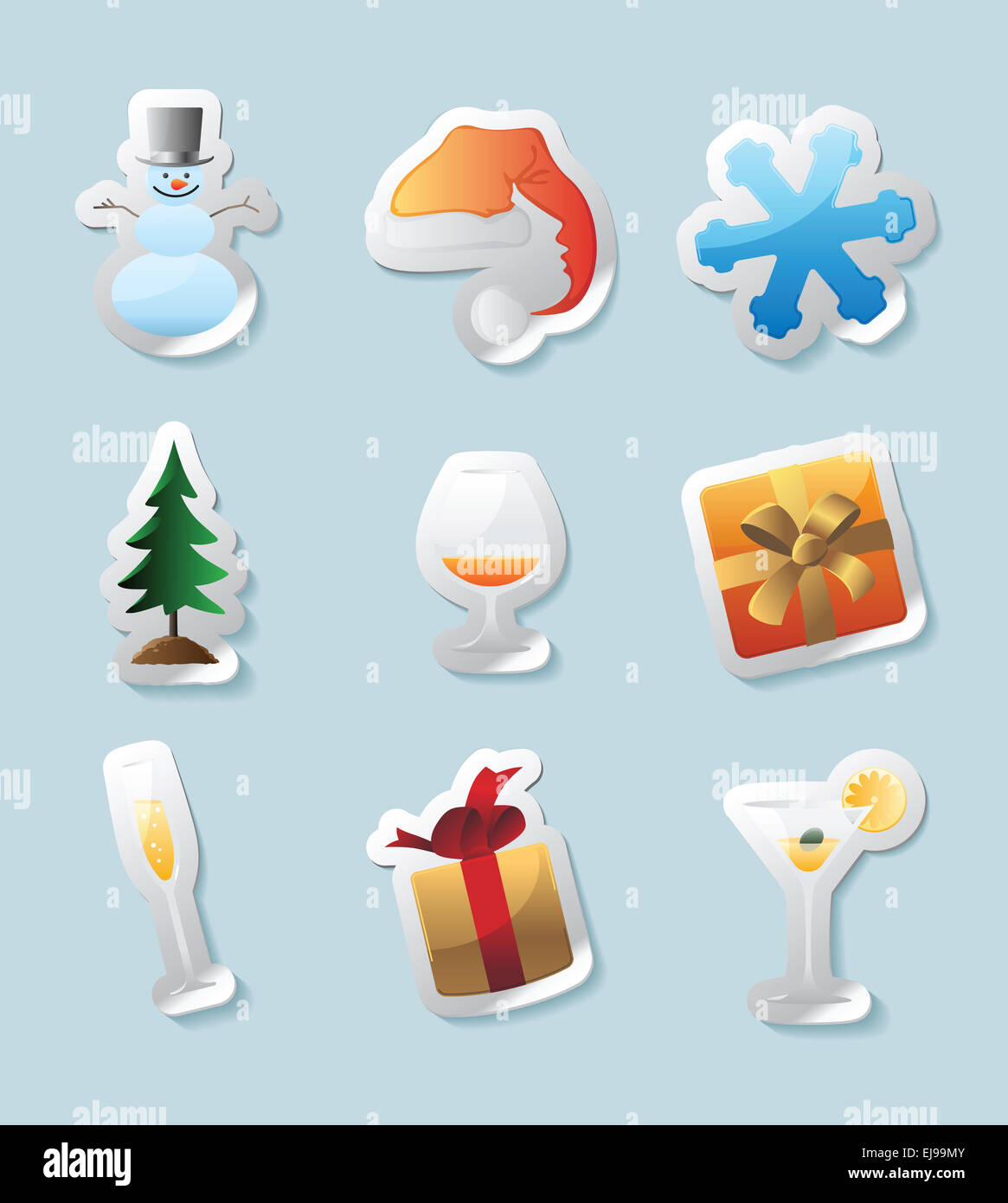 Sticker icons for christmas Stock Photo - Alamy