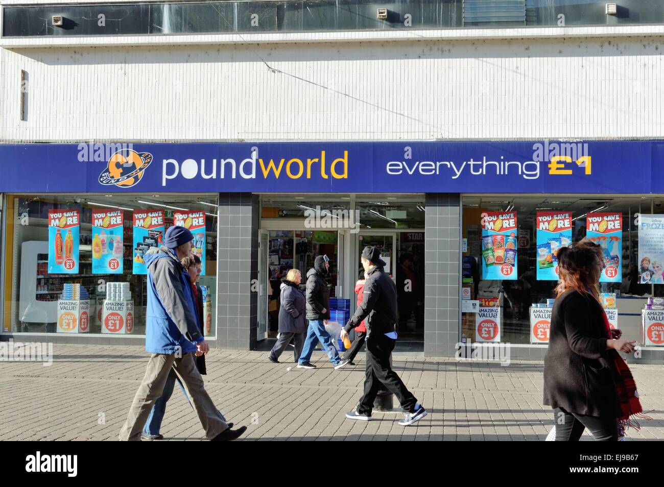 Exterior of Poundworld shop on Staines high street Stock Photo - Alamy