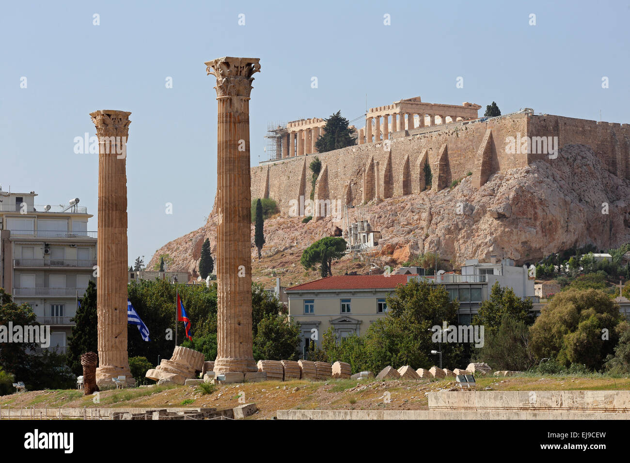 Greece Athens Temple of Olympian Zeus Acropolis Stock Photo - Alamy