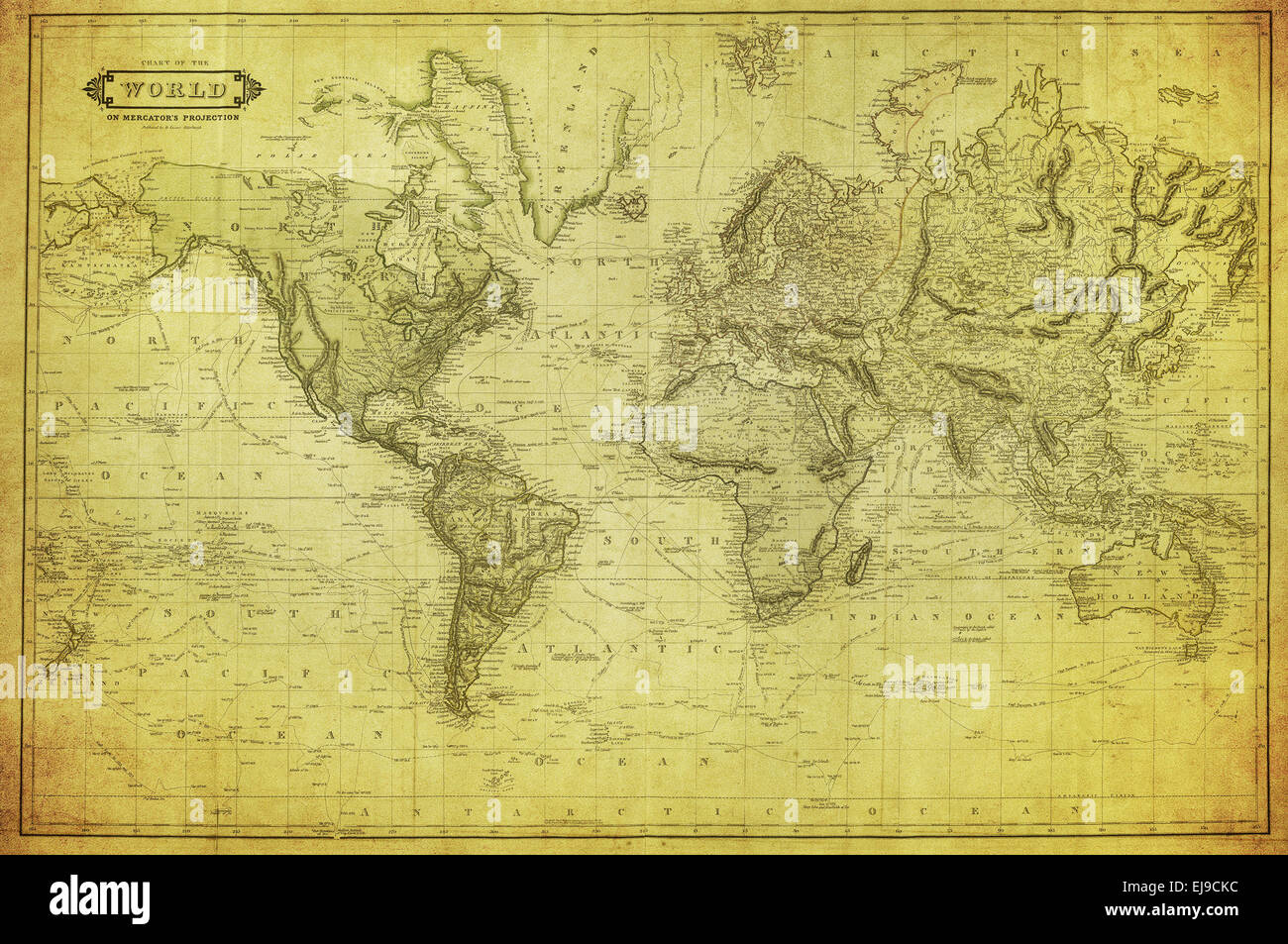 vintage map of the world 1831 Stock Photo - Alamy