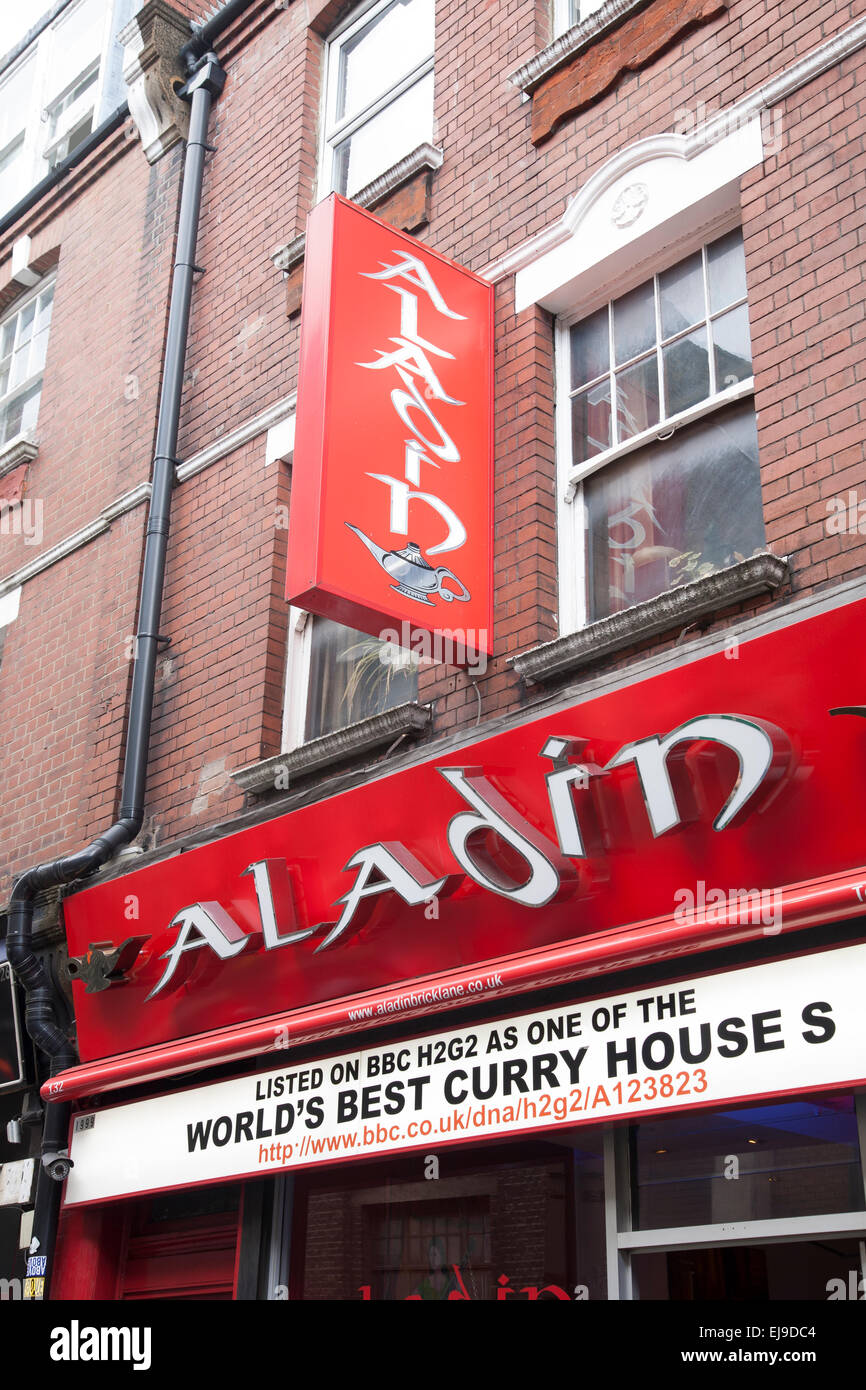 Aladin Indian Curry House Restaurant, Brick Lane; Spitalfields; London ...