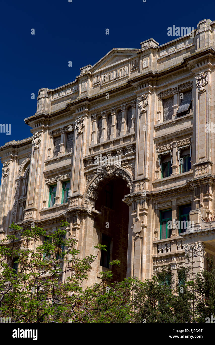 Detailed facade of Balluta building Malta Stock Photo - Alamy