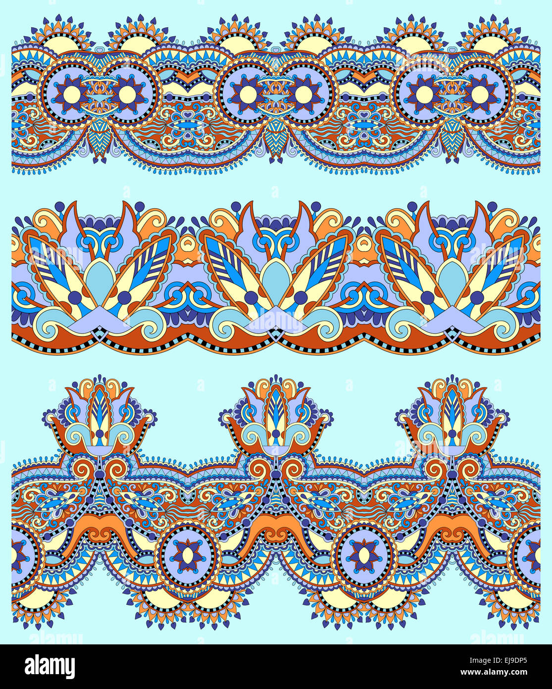 floral paisley stripe pattern, border set Stock Photo - Alamy