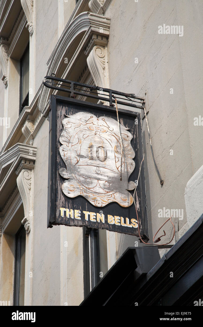 Ten Bells, Pub, Sign, Spitalfields, London, England, UK Stock Photo - Alamy