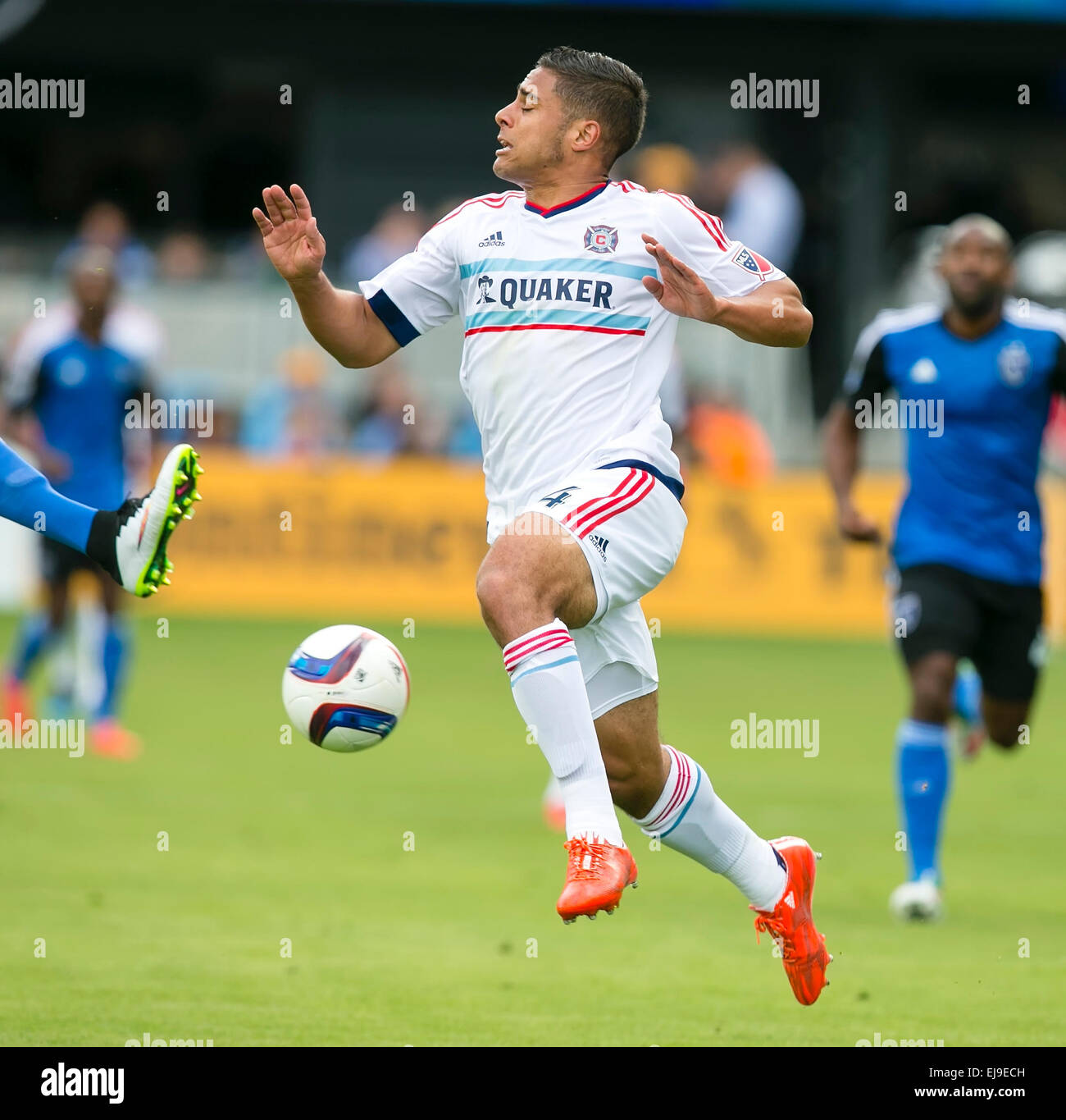 San Jose, CA. 22nd Mar, 2015. Chicago Fire forward Quincy Amarikwa (24 ...