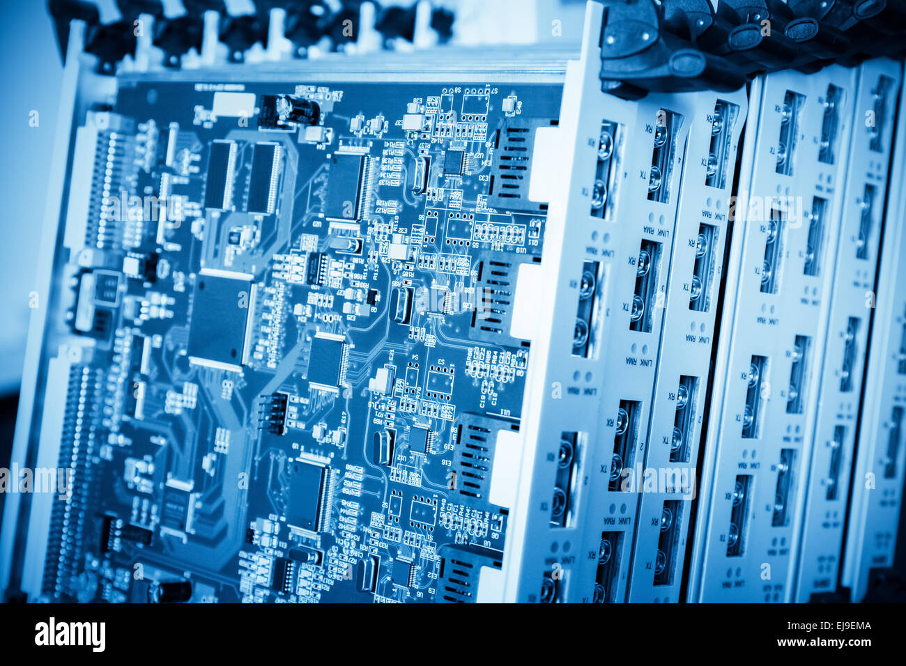 telecommunication terminal board closeup Stock Photo - Alamy