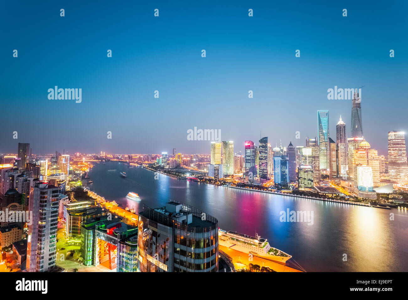 beautiful night view of the modern city in shanghai Stock Photo - Alamy
