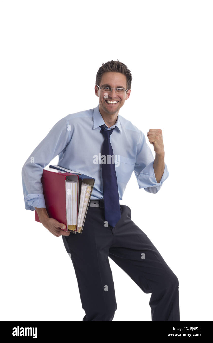 Man with file folders Stock Photo - Alamy