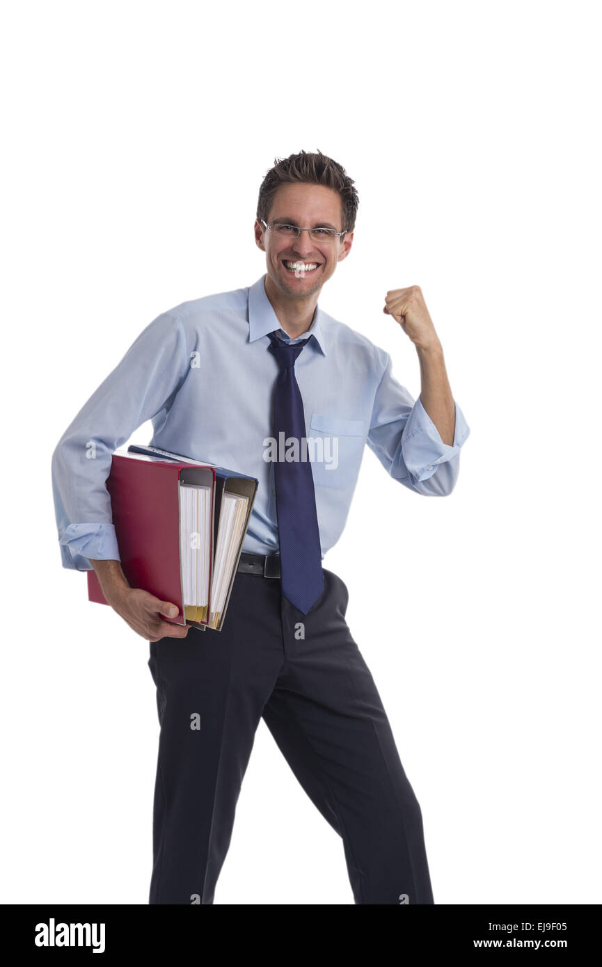 Man with file folders Stock Photo - Alamy
