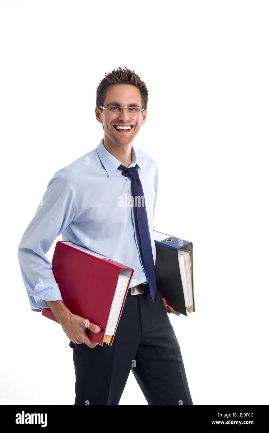 Man with file folders Stock Photo - Alamy