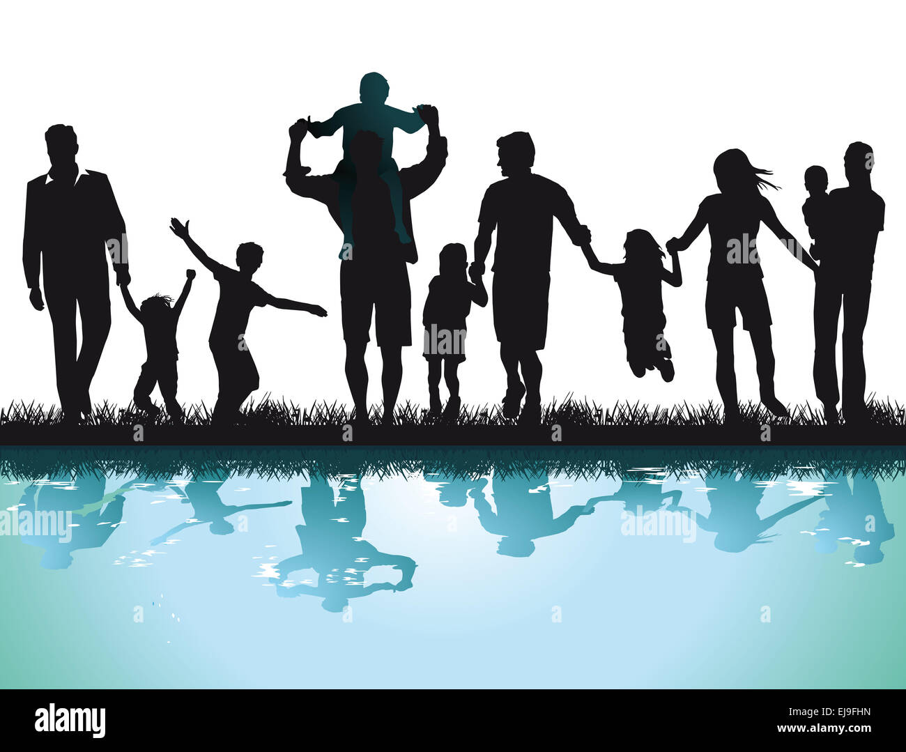 Happy parents with children on the water Stock Photo - Alamy