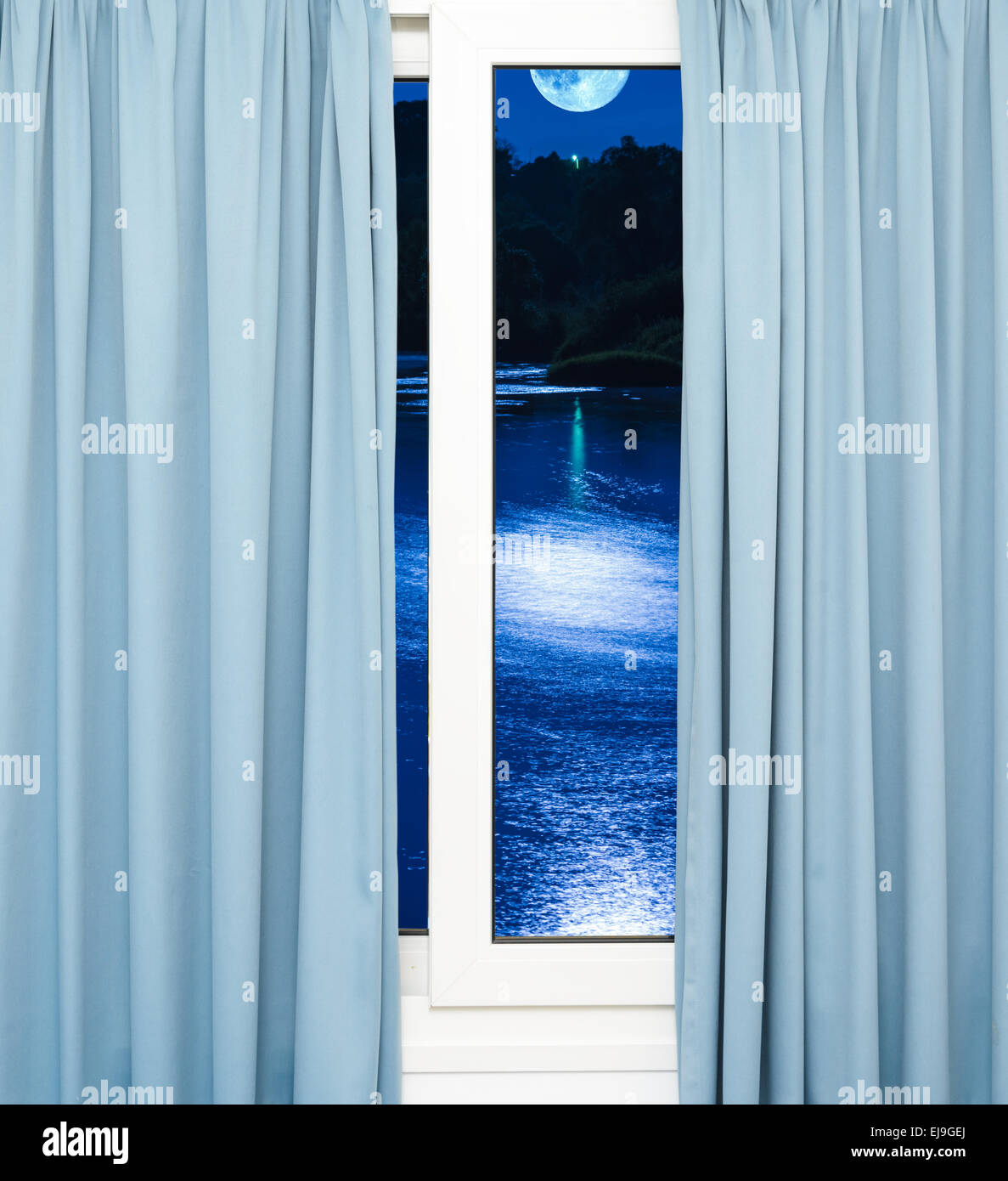 window view of the full moon Stock Photo - Alamy