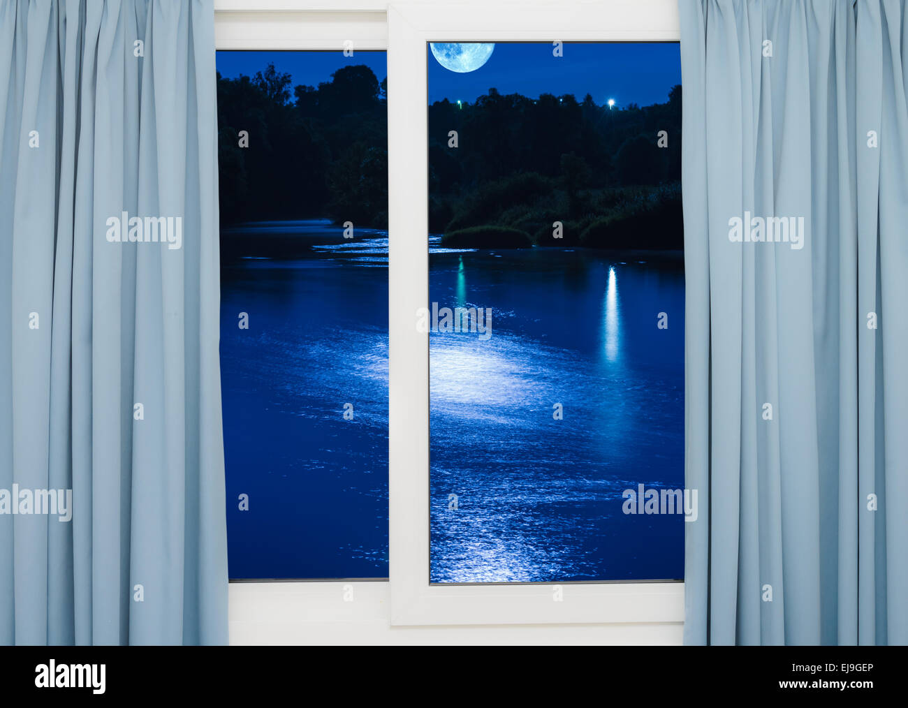 window view of the full moon Stock Photo - Alamy