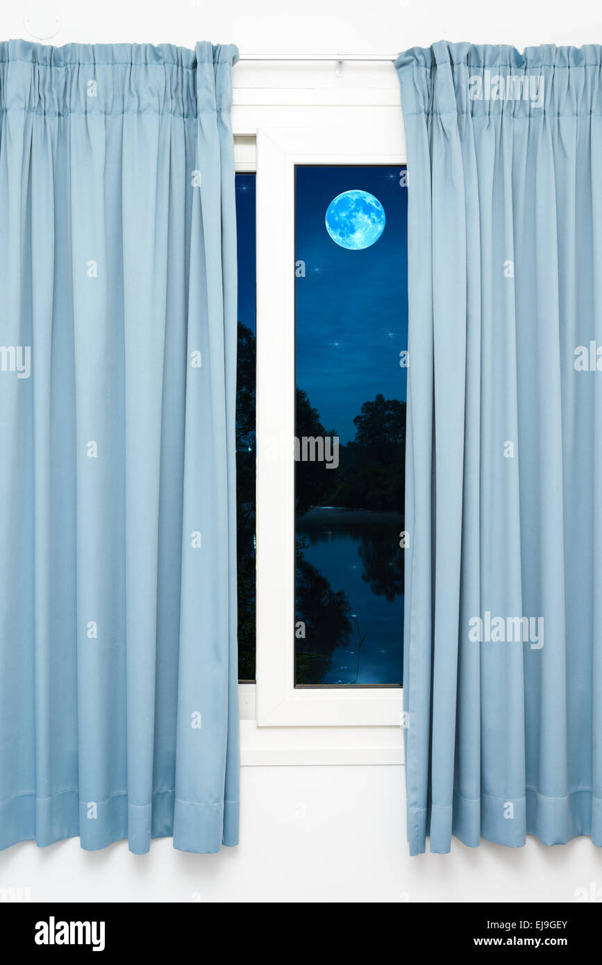 window view of the full moon Stock Photo - Alamy