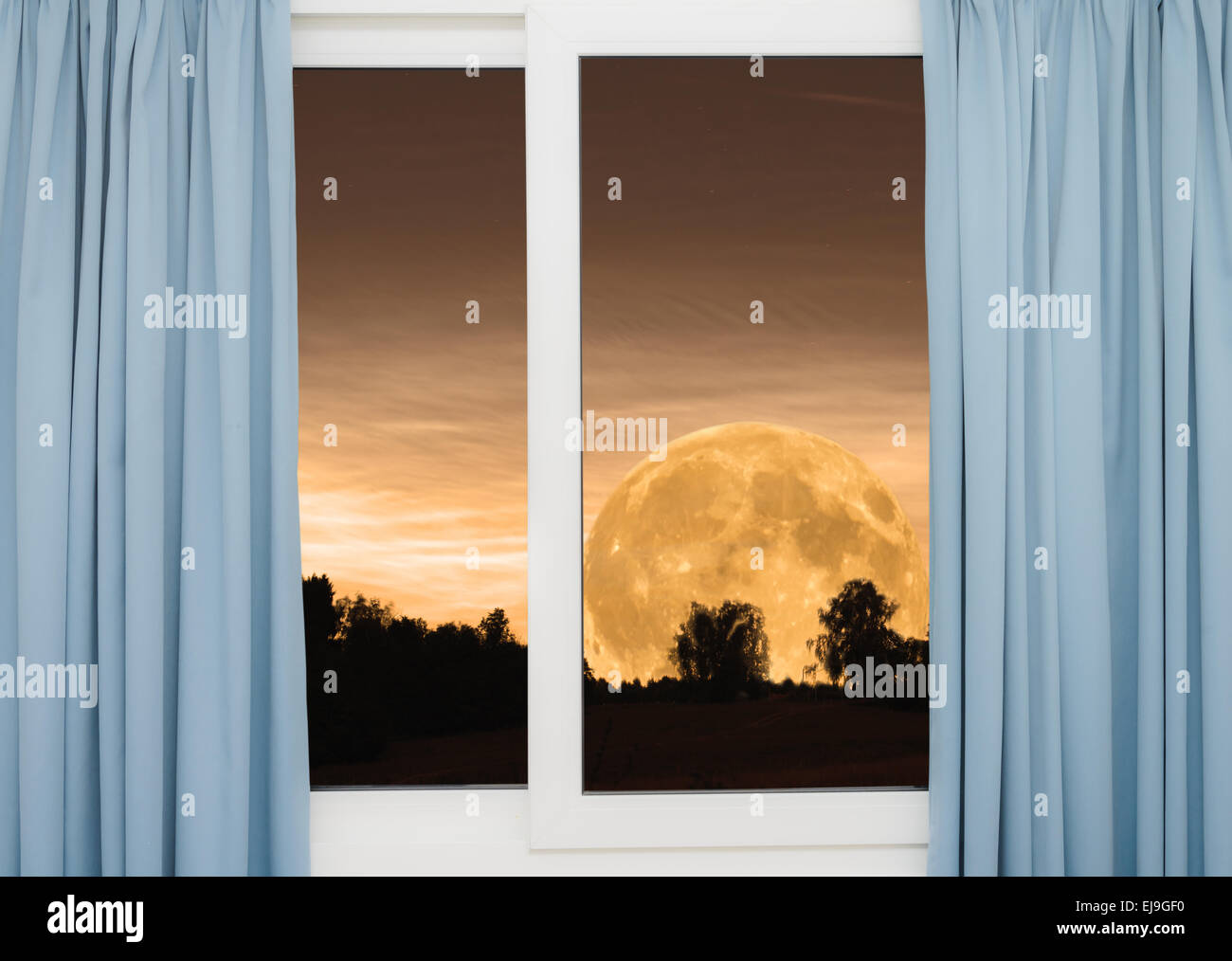 window view of the full moon Stock Photo - Alamy