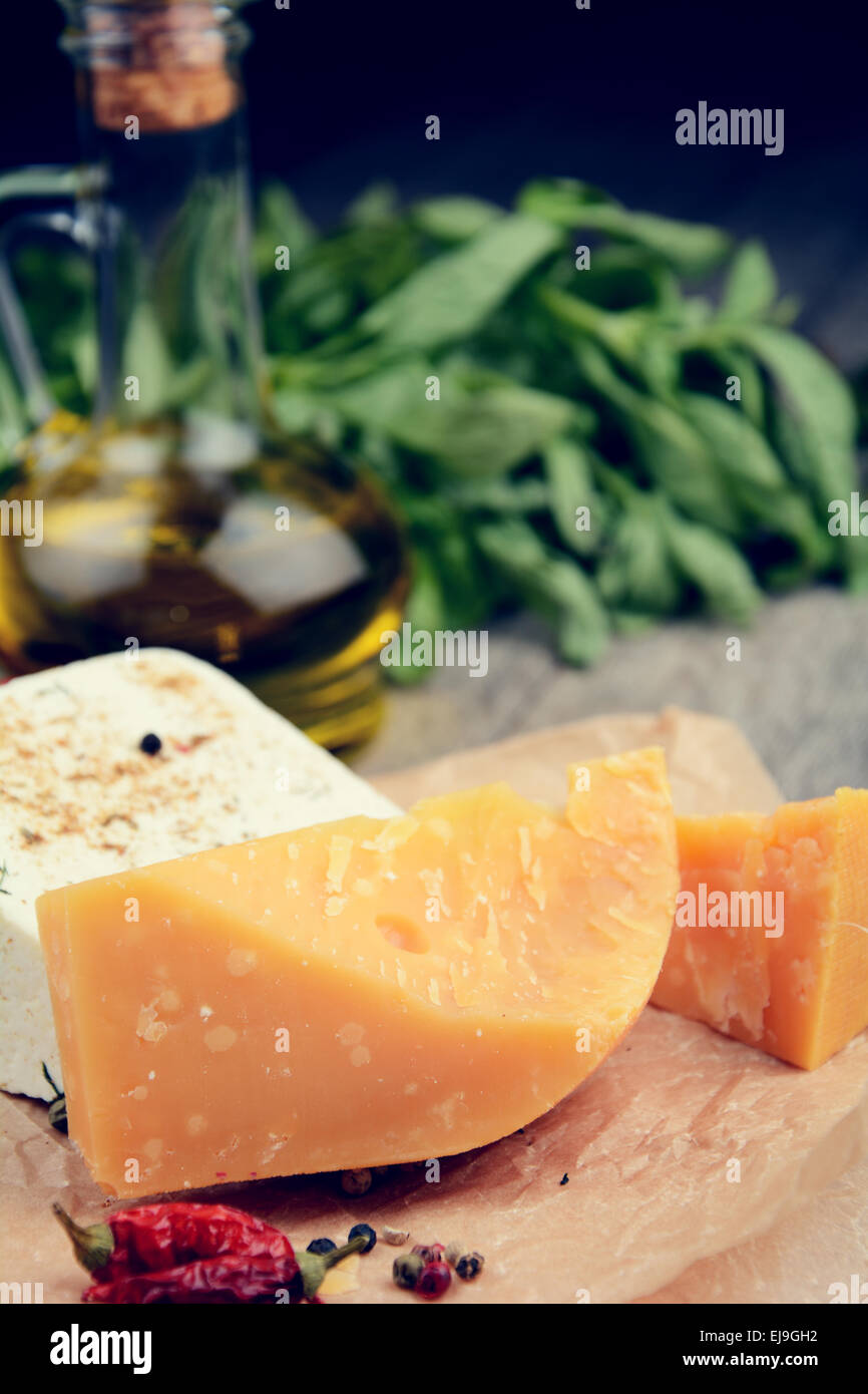 Two kinds of cheese Stock Photo - Alamy