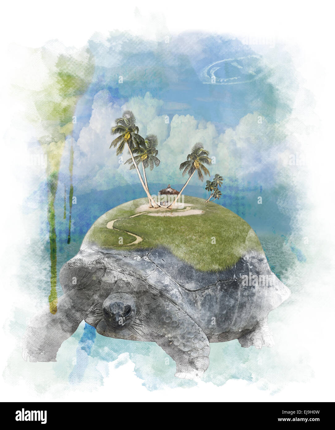 Watercolor Image Of Vacation Concept Stock Photo - Alamy