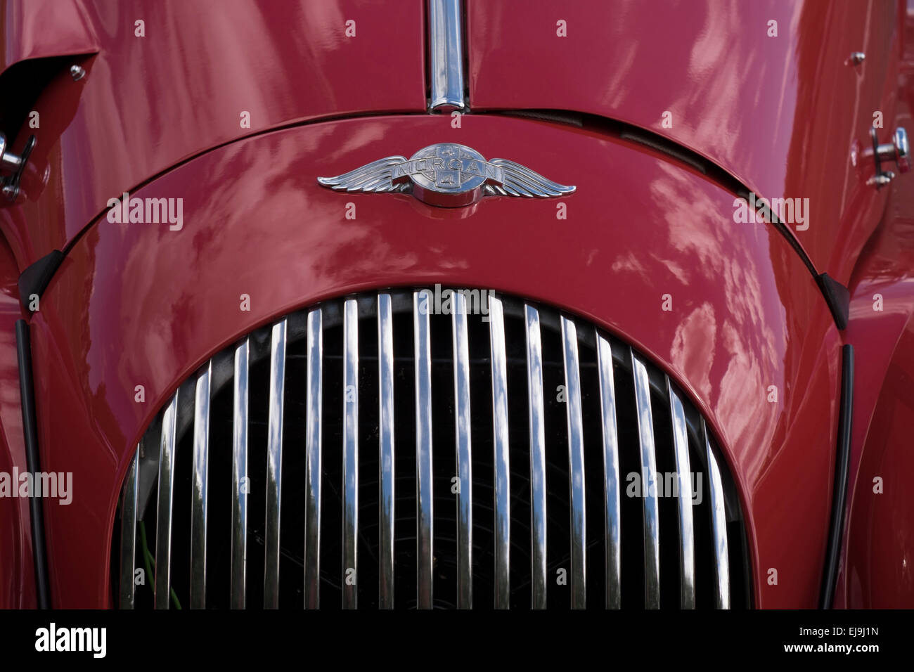 Red Morgan Plus 4 dating from 1957, convertible two seater car, in ...