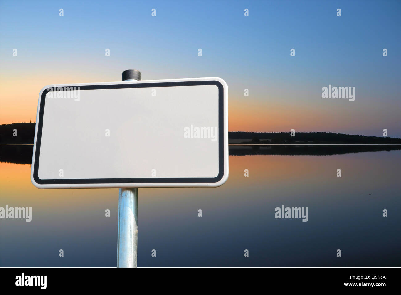 blank sign on a lake Stock Photo - Alamy