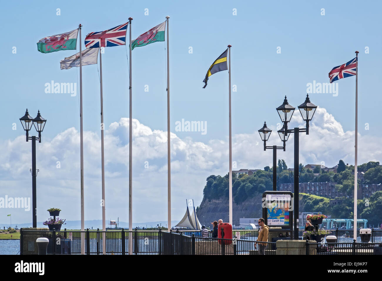 Flags Flying Cardiff Bay Glamorgan UK Stock Photo - Alamy