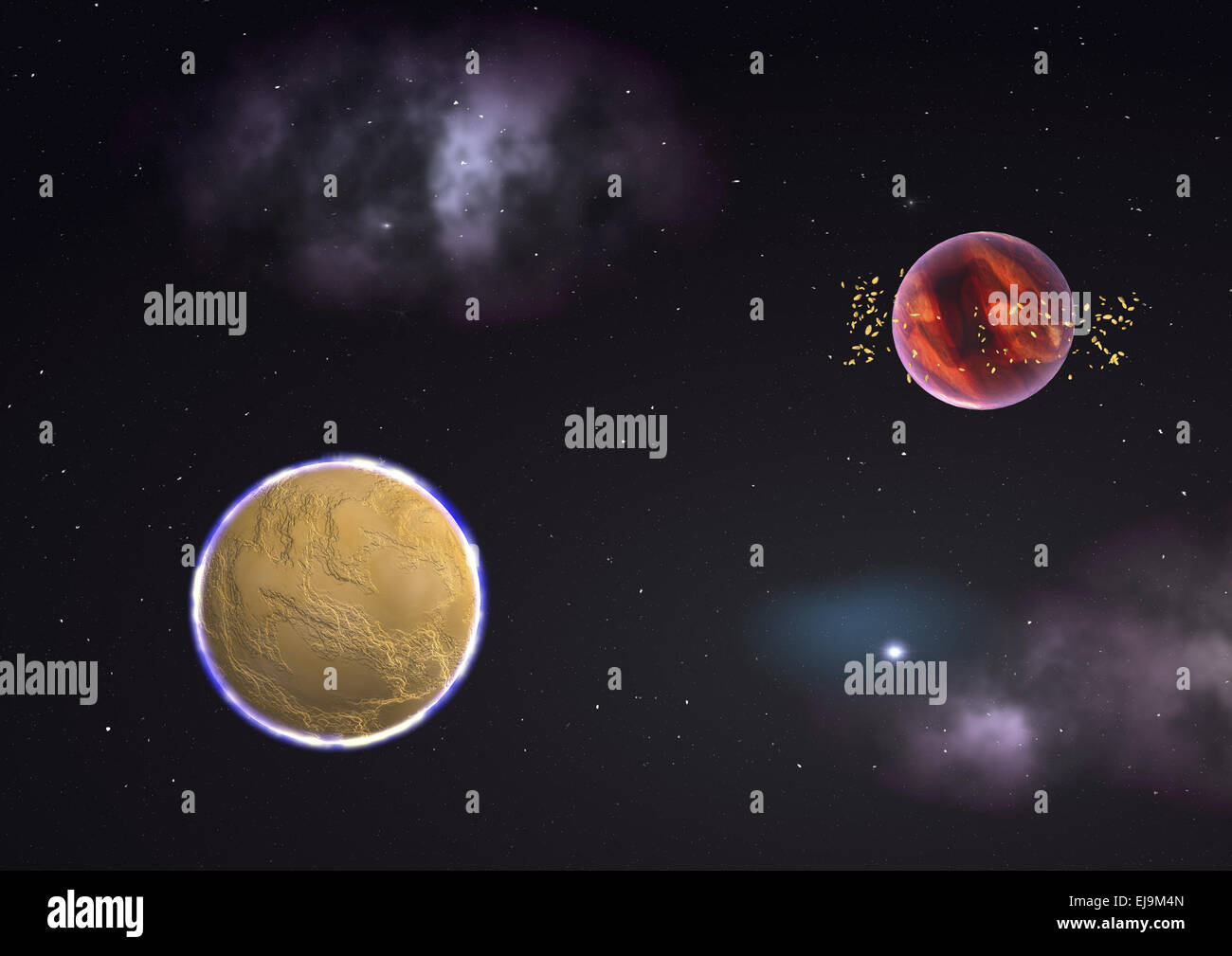 Far-out planets in a space Stock Photo - Alamy