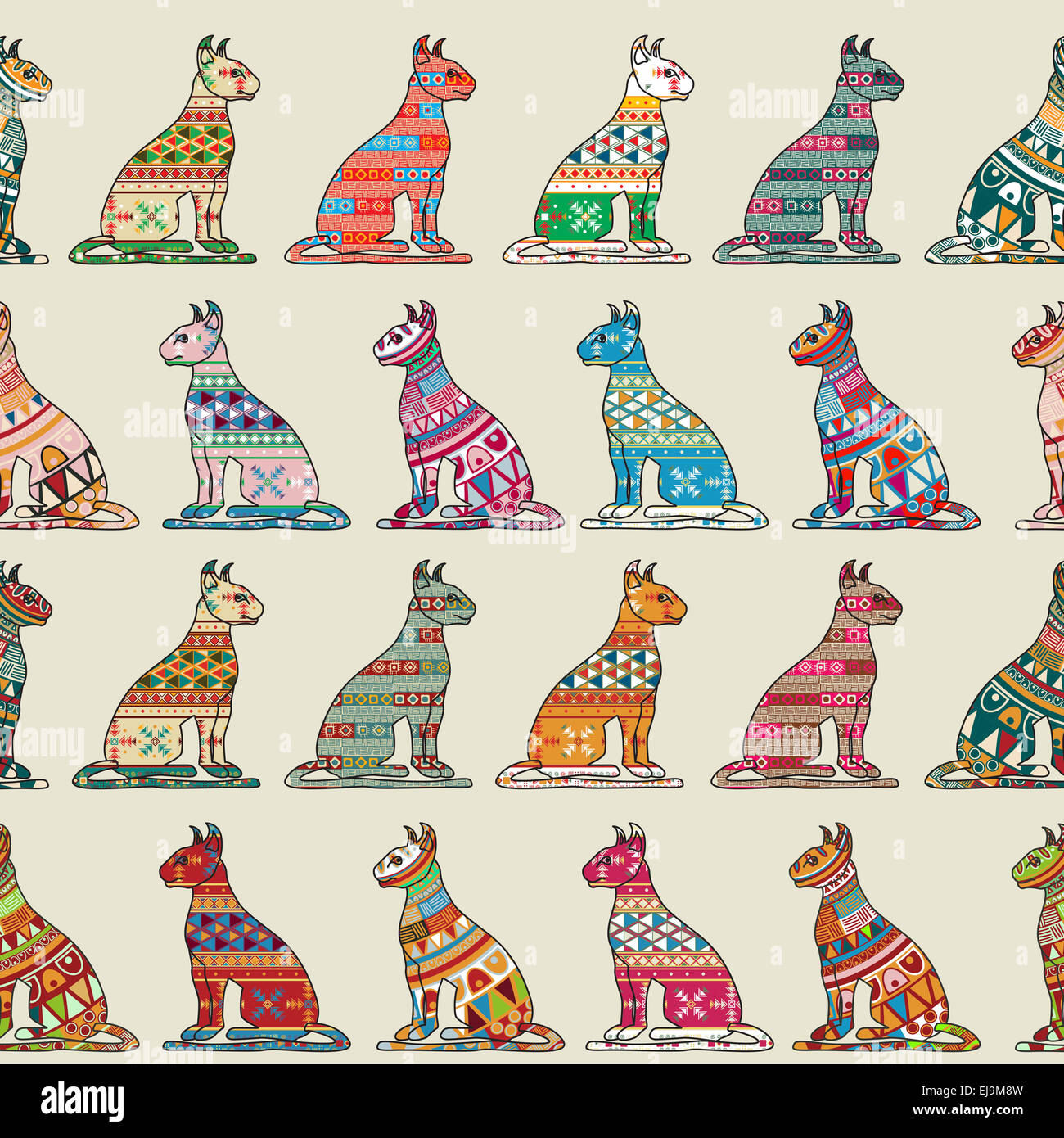 Seamless cats pattern Stock Photo - Alamy