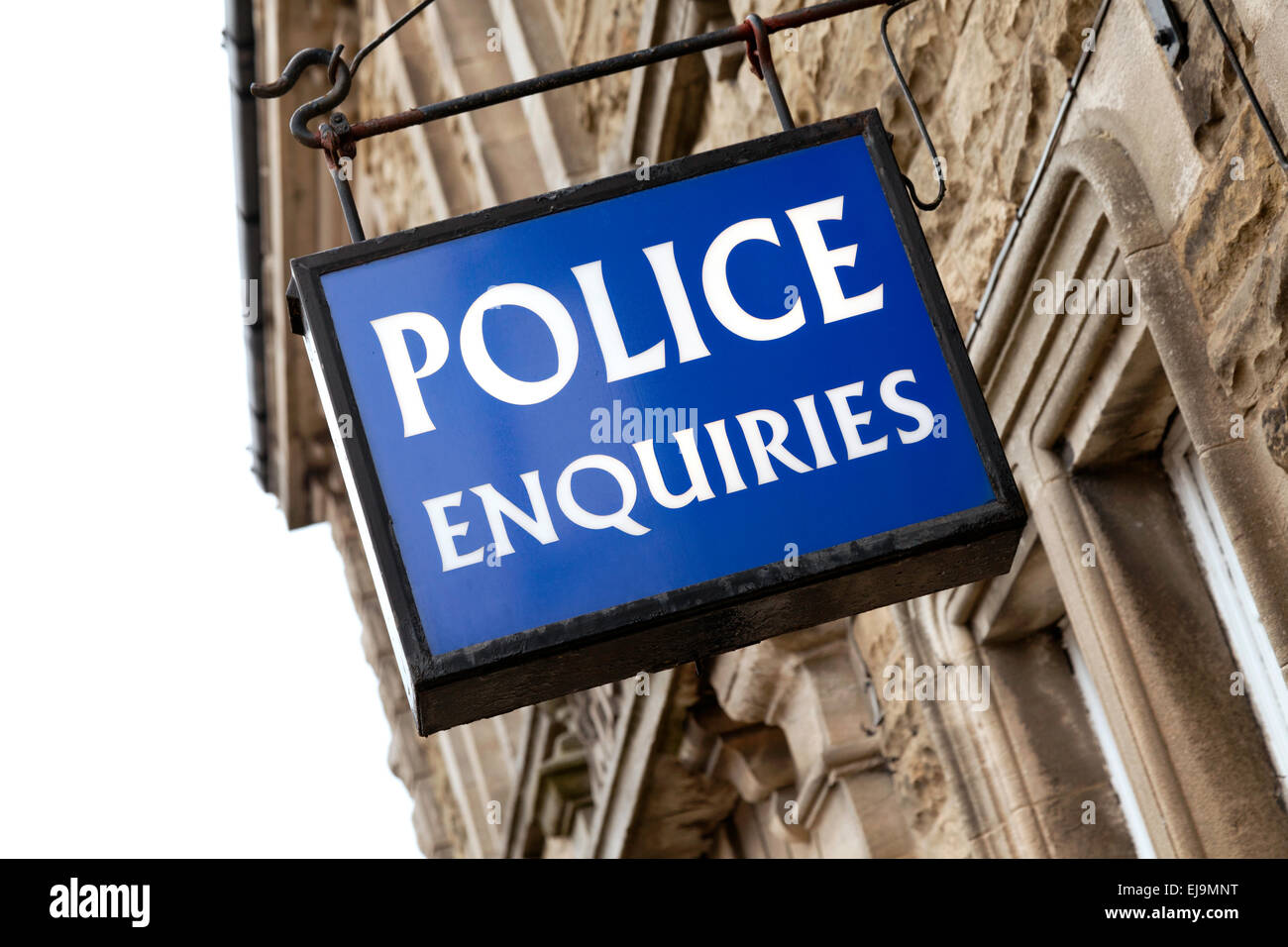 Police Enquiries sign, Leyburn, North Yorkshire, England UK Stock Photo ...
