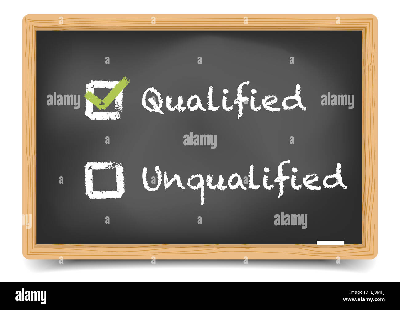 Blackboard qualified unqualified Stock Photo - Alamy