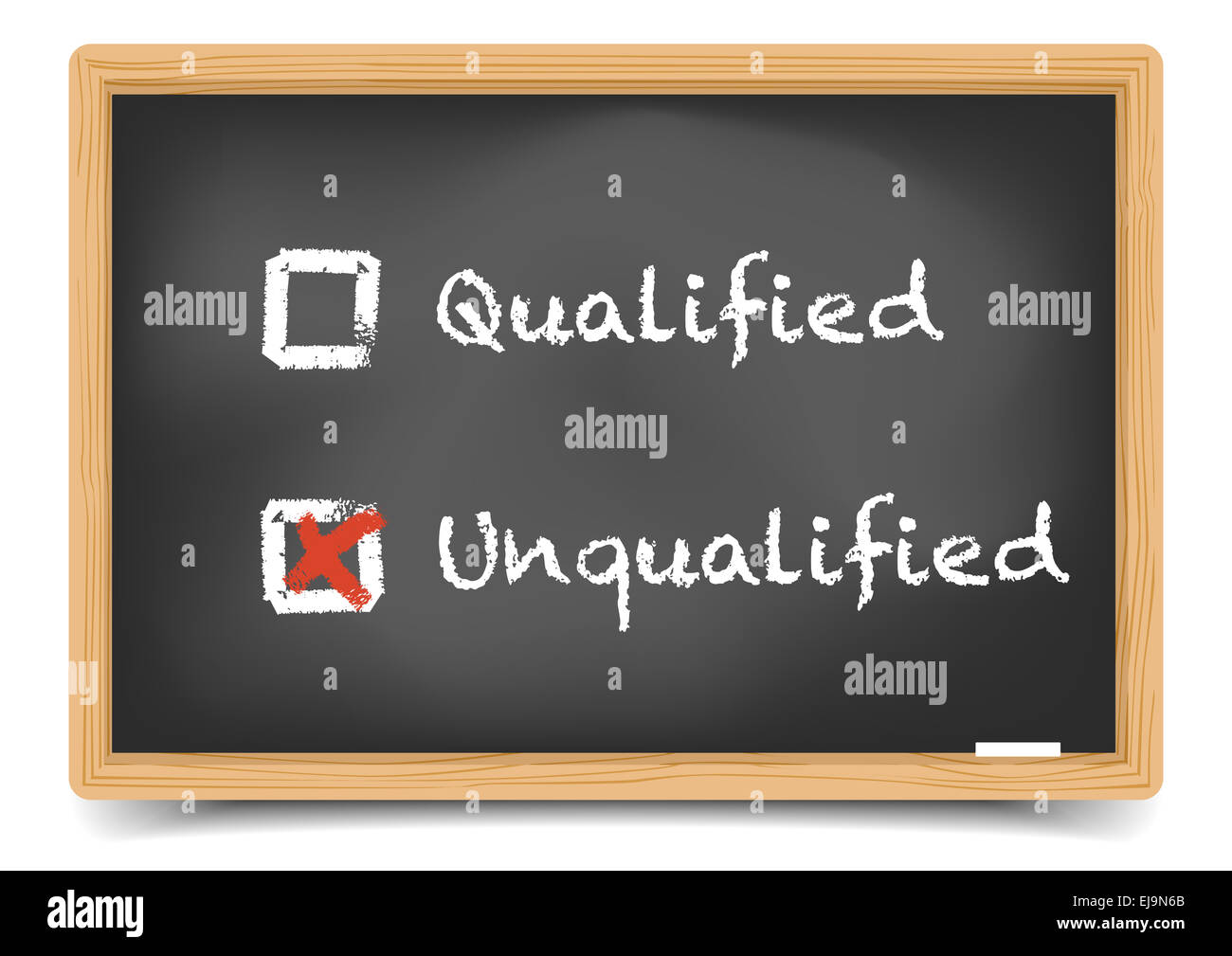 Blackboard qualified unqualified Stock Photo - Alamy