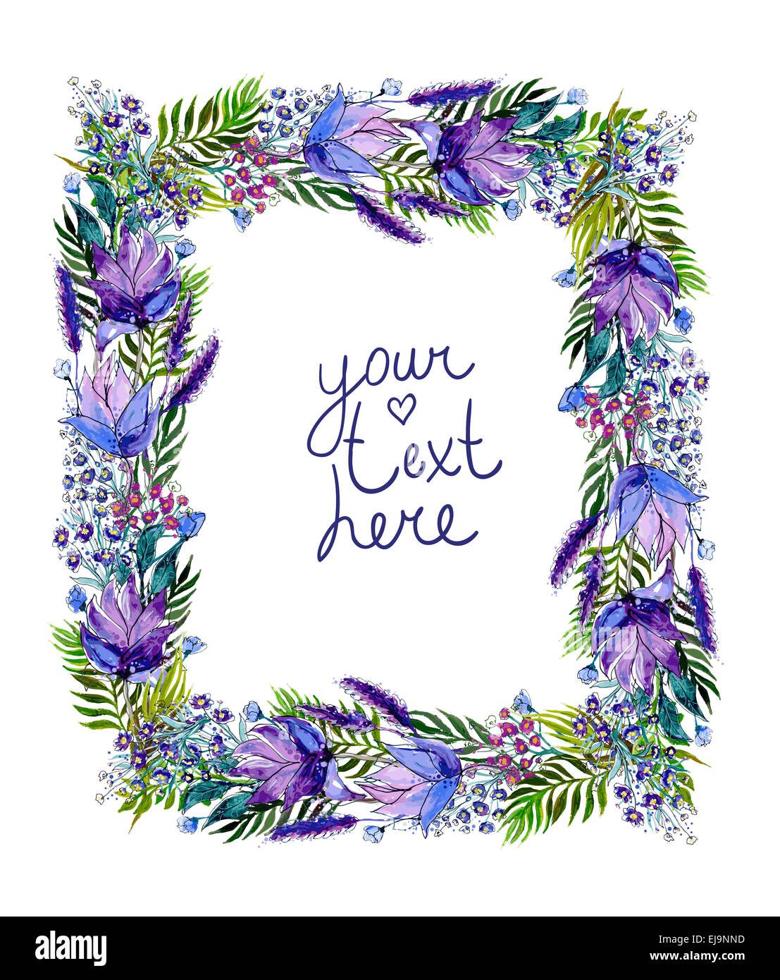 Floral frame with wildflowers Stock Photo - Alamy