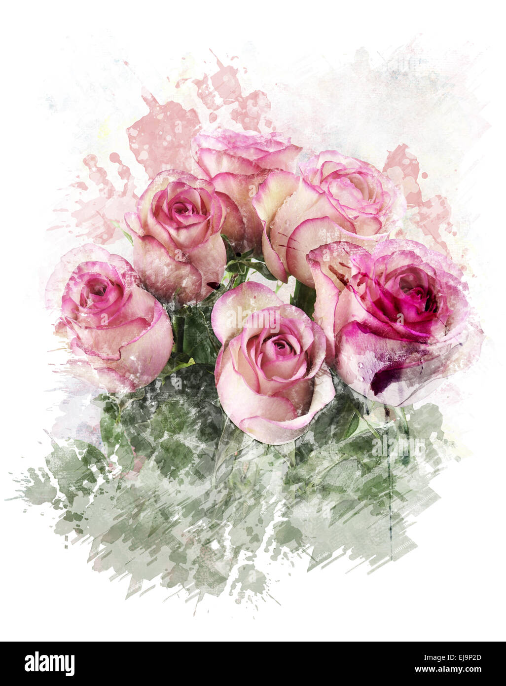 Watercolor Image Of Roses Stock Photo - Alamy