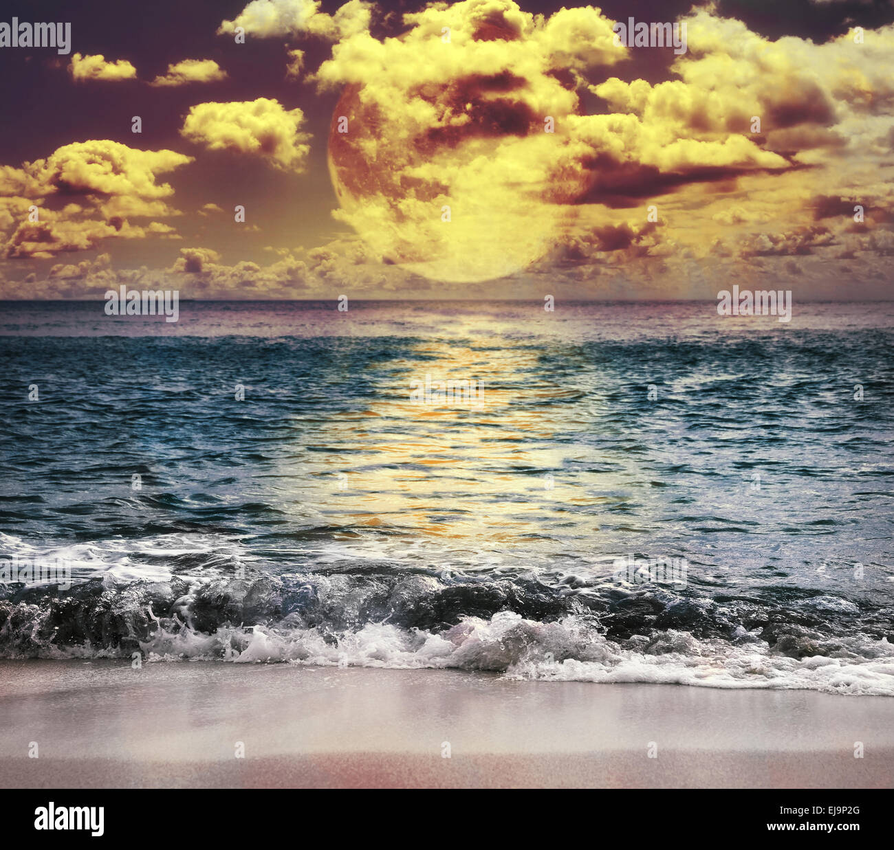 Full Moon With Reflection Stock Photo - Alamy