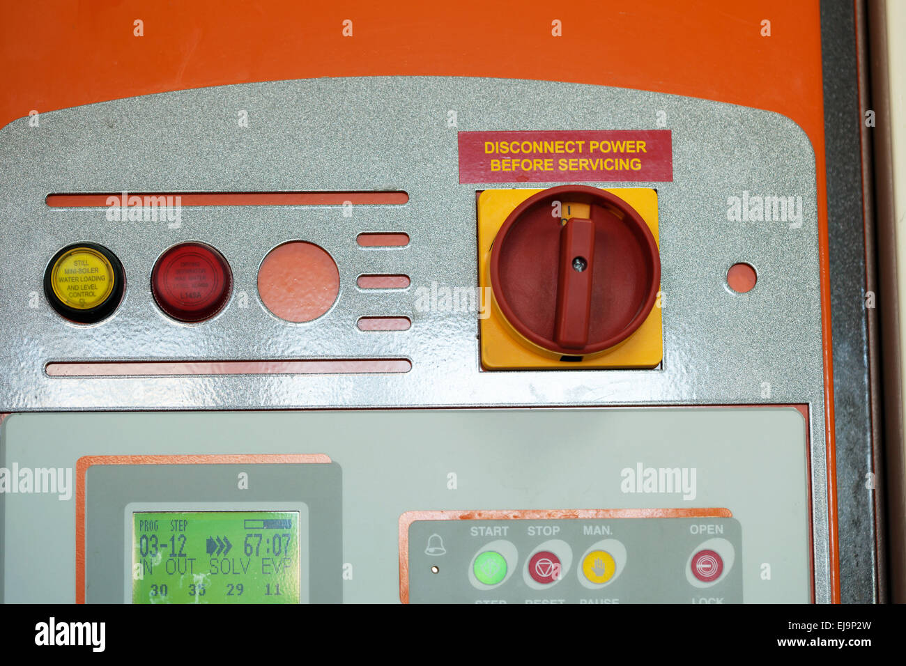 Image of warning on control panel Stock Photo - Alamy