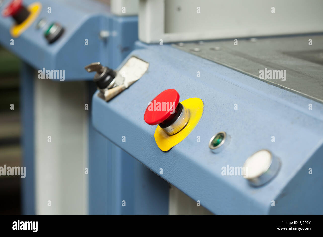 Big red switch on machine control panel Stock Photo - Alamy