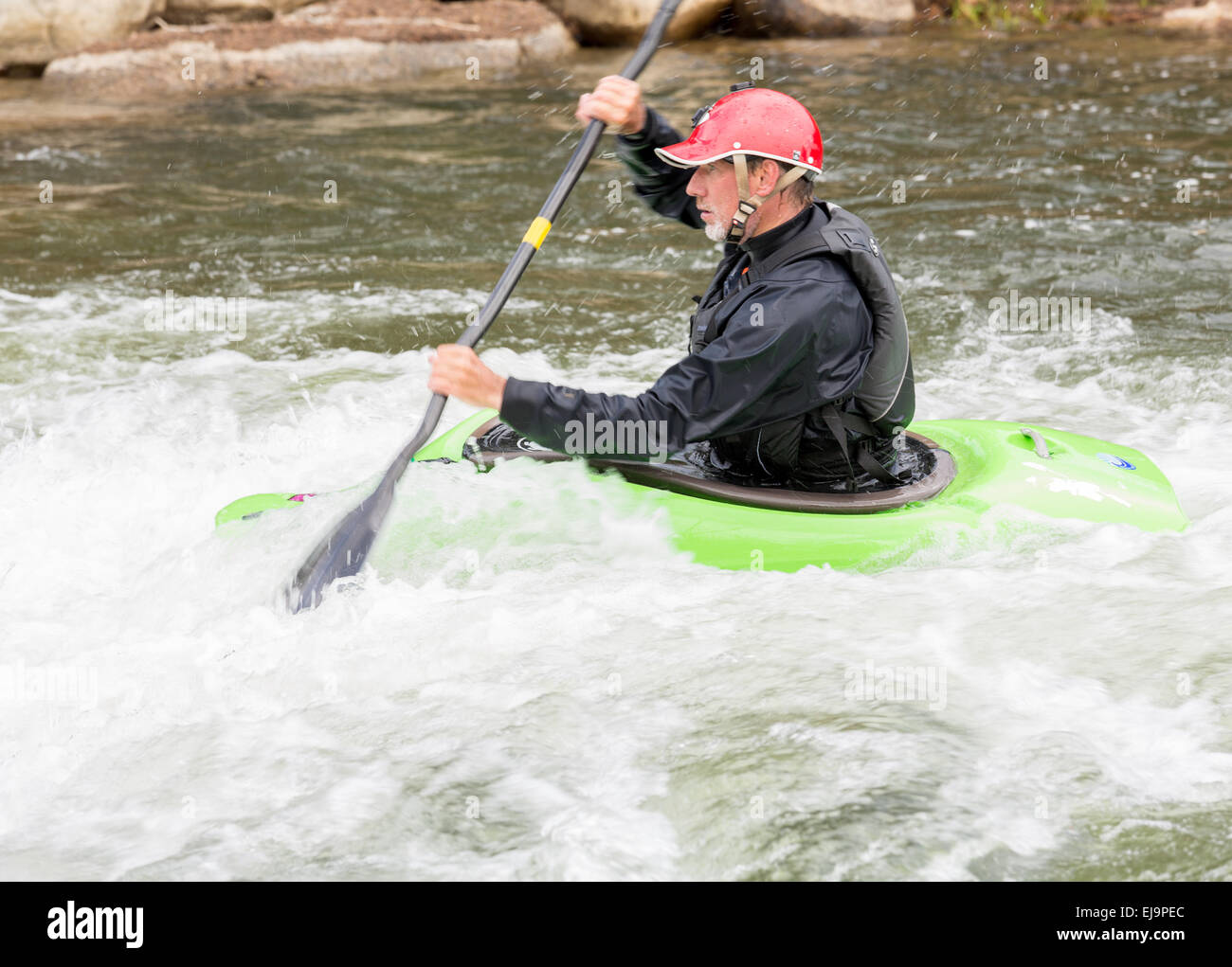 Expert kayaker in white water Buena Vista Stock Photo - Alamy