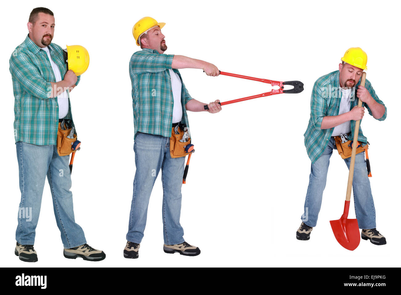 Handyman with different tools Stock Photo - Alamy